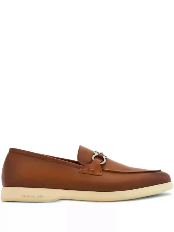 FERRAGAMO Gancini Detail Loafers - Brown