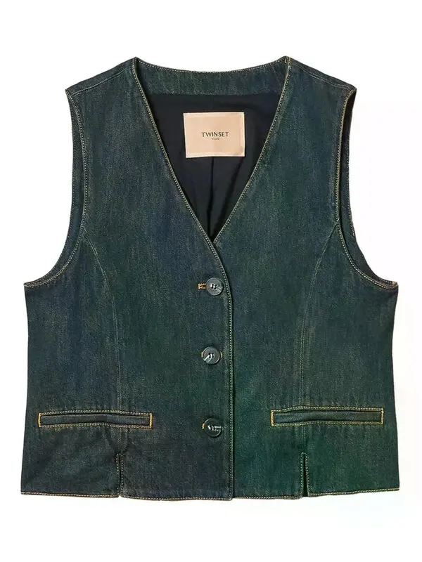 TWINSET Denim Gilet - Blue