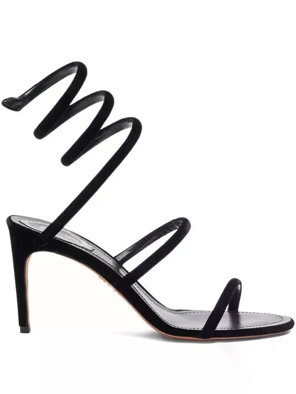 Rene Caovilla 80mm Cleo Spiral-ankle-strap Sandals - Black