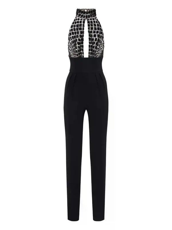 Elisabetta Franchi Embellished Halterneck Jumpsuit - Black