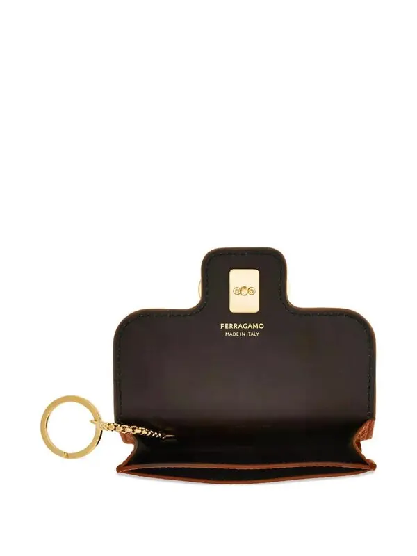 FERRAGAMO Gancini Calfskin Keyring Wallet - Brown