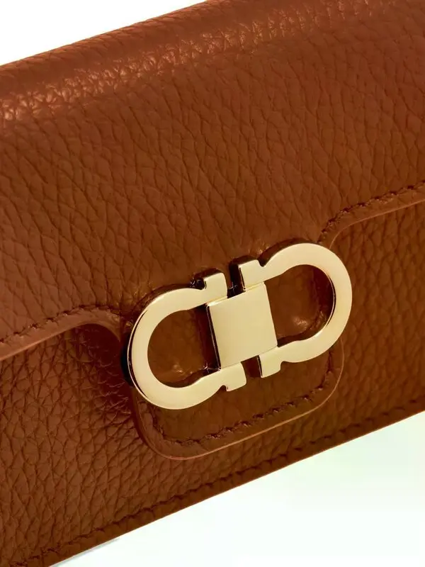 FERRAGAMO Gancini Calfskin Keyring Wallet - Brown