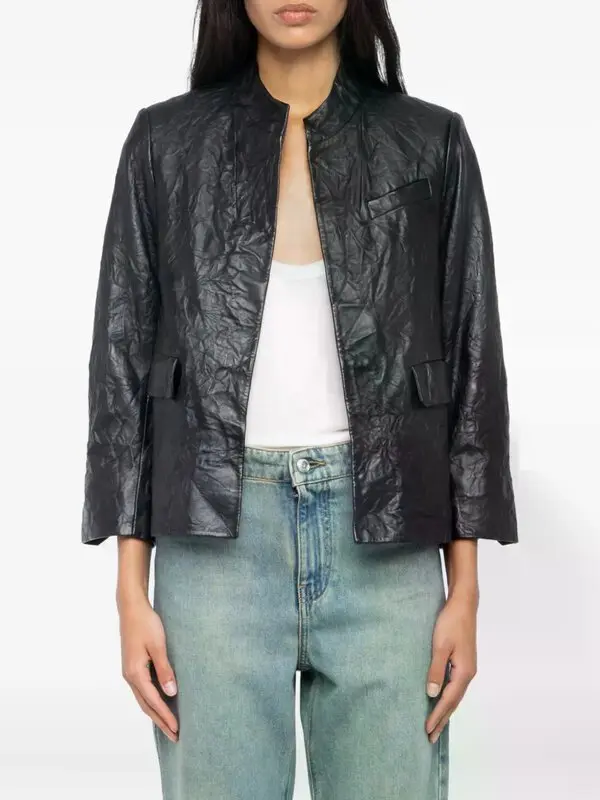 Zadig&Voltaire Crinkle Leather Blazer - Black