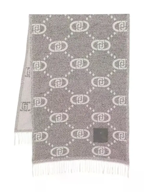 Liu Jo Logo Fringed Scarf - Grey