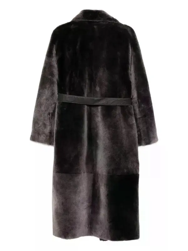 MANZONI 24 Sheepskin Belted Coat - Grey
