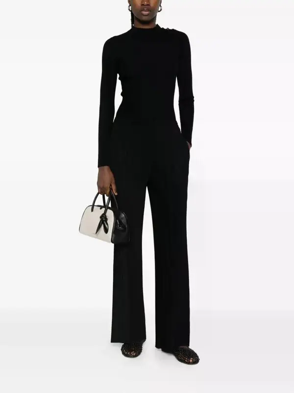 FORTE_FORTE Pleated Wide-leg Trousers - Black