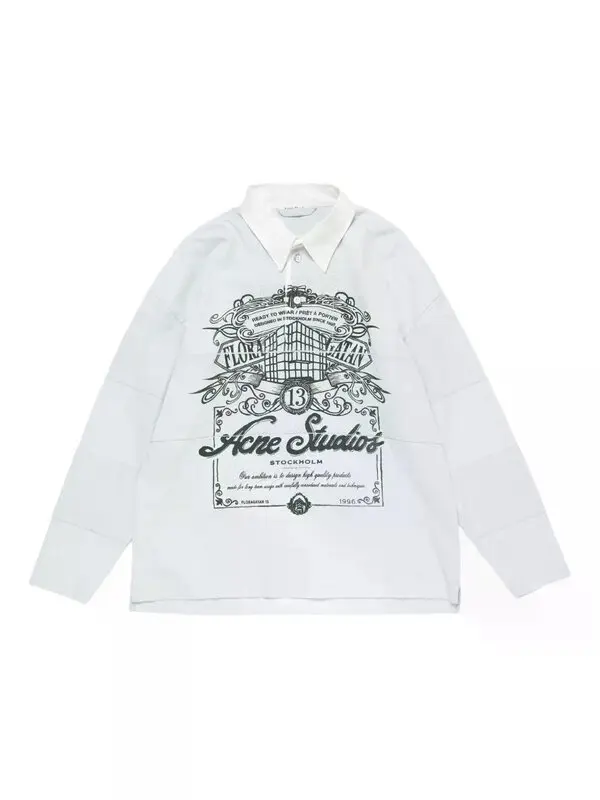 Acne Studios Graphic-print Long-sleeve Polo Shirt