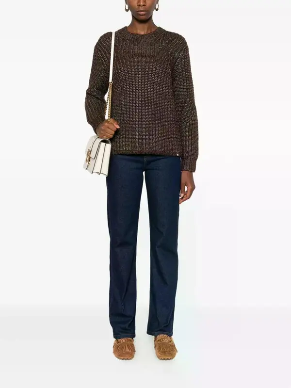 Herno Metallic Ribbed Knit Sweater