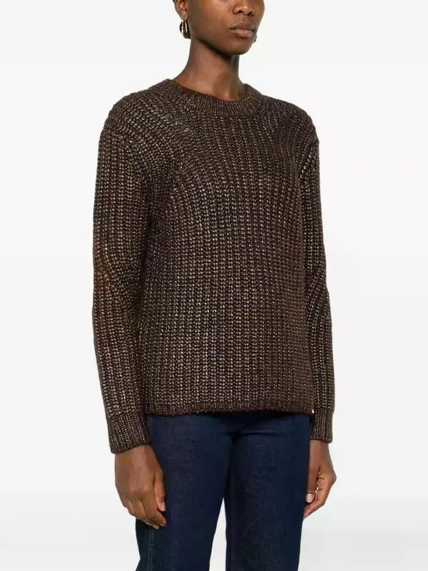 Herno Metallic Ribbed Knit Sweater