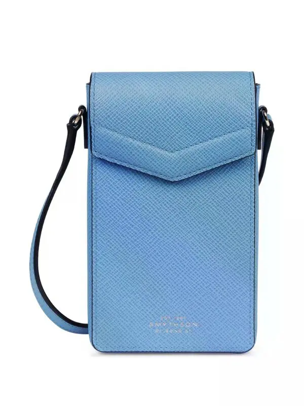 Smythson Envelope Crossbody Phone Case - Blue