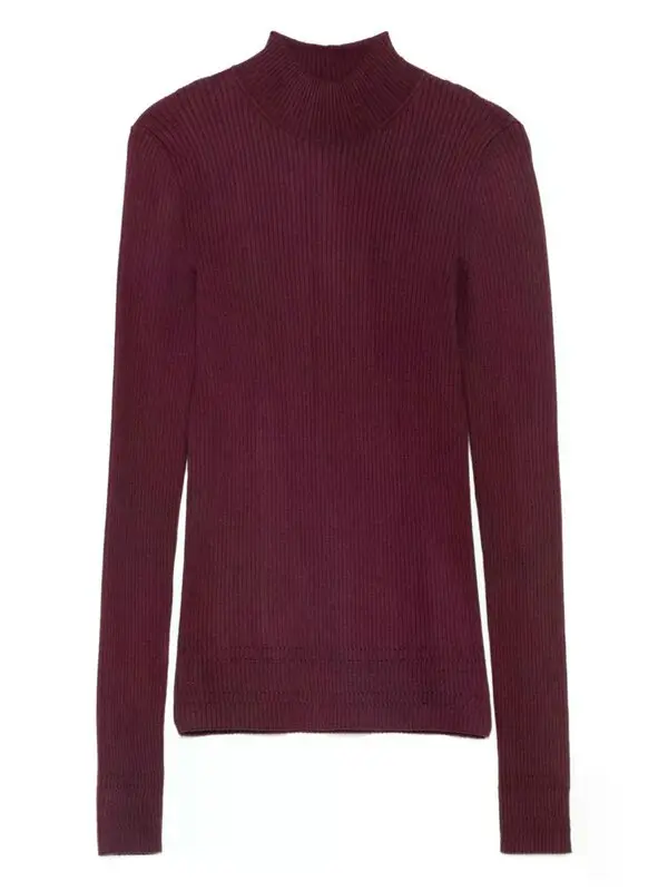 TWINSET Ribbed Knit High-neck Top - Red