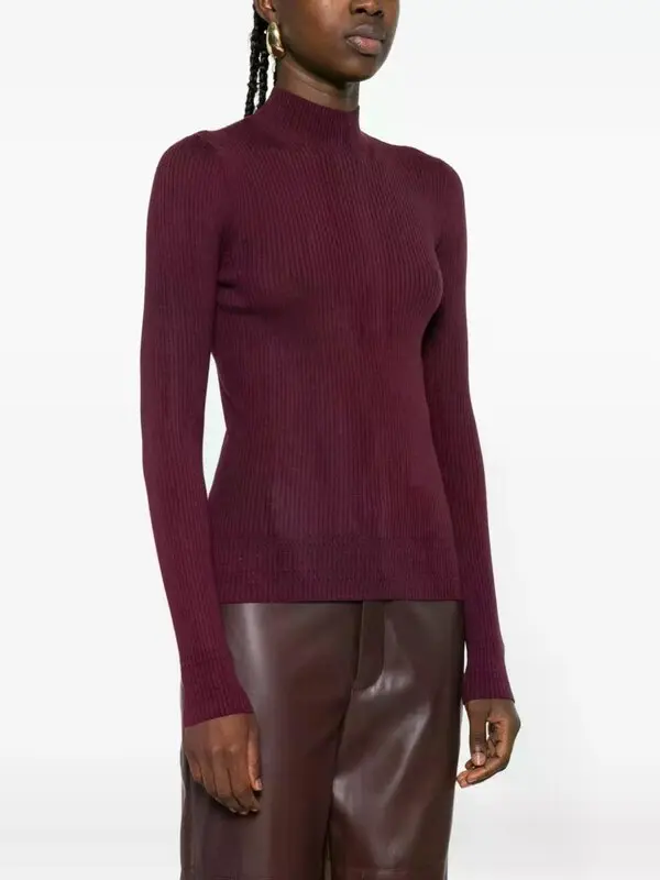 TWINSET Ribbed Knit High-neck Top - Red