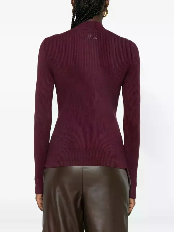 TWINSET Ribbed Knit High-neck Top - Red
