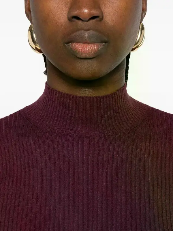 TWINSET Ribbed Knit High-neck Top - Red