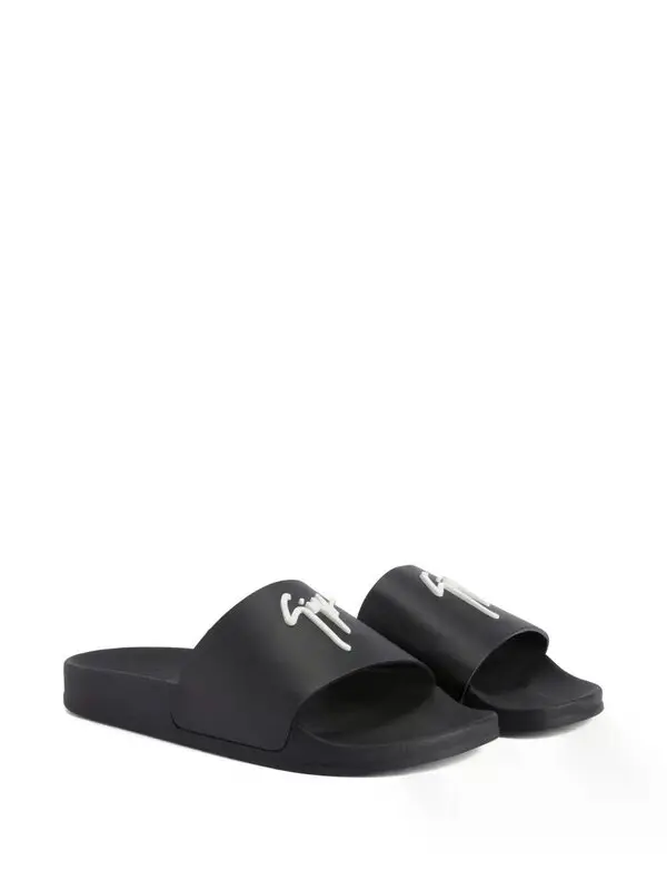 GIUSEPPE ZANOTTI Brett Logo-embellished Slides - Black