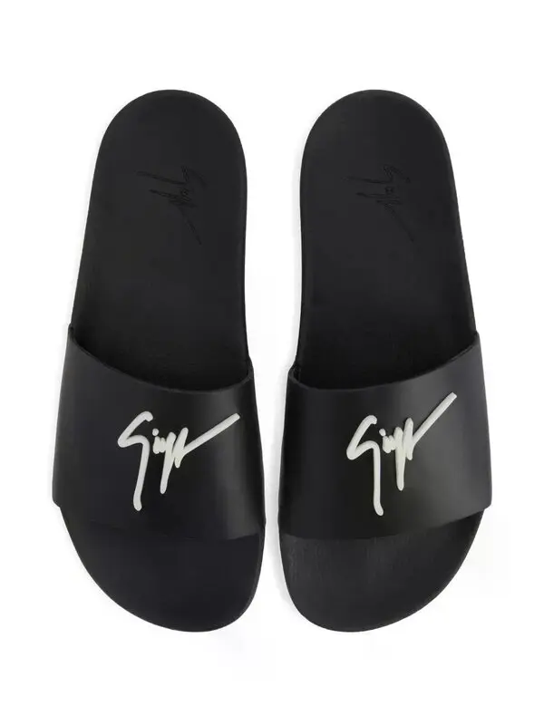 GIUSEPPE ZANOTTI Brett Logo-embellished Slides - Black