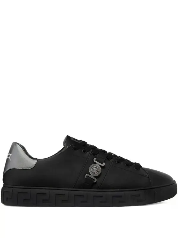 Versace Greca La Medusa Embellished Lace-up Sneakers - Black