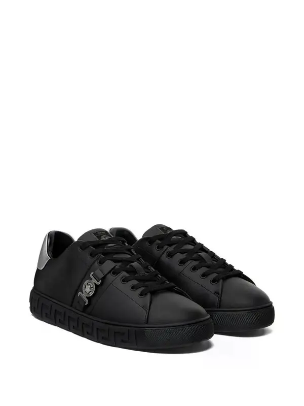 Versace Greca La Medusa Embellished Lace-up Sneakers - Black