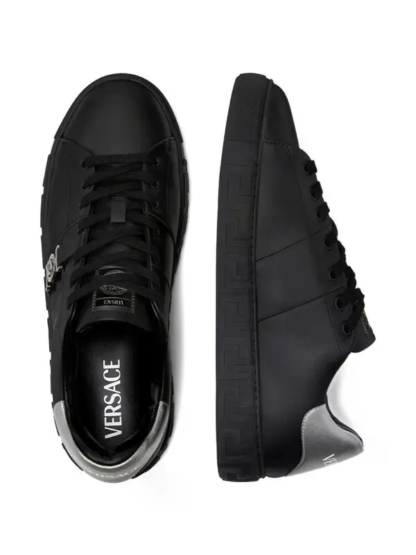 Versace Greca La Medusa Embellished Lace-up Sneakers - Black