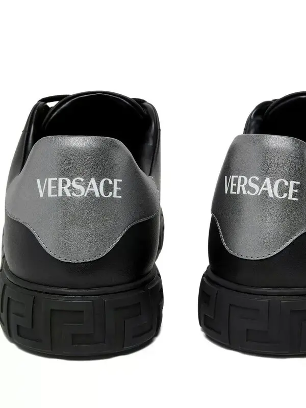 Versace Greca La Medusa Embellished Lace-up Sneakers - Black