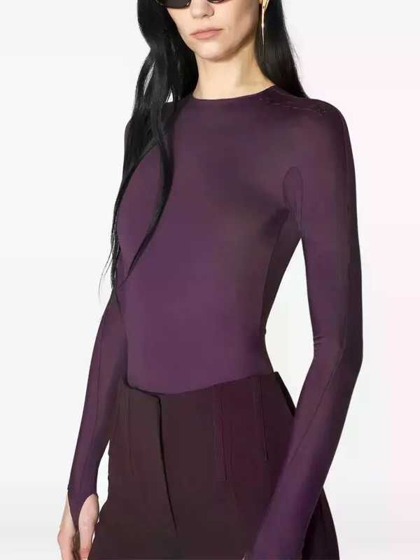 MUGLER Embossed-logo Long-sleeve Bodysuit