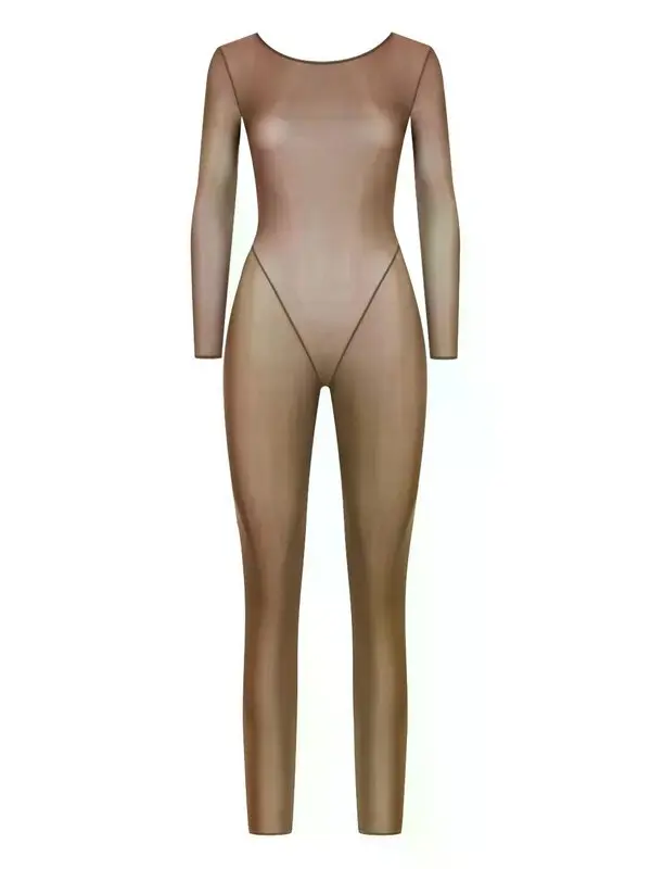 MAISON CLOSE French Kiss Light Open-back Long-sleeve Catsuit - Brown