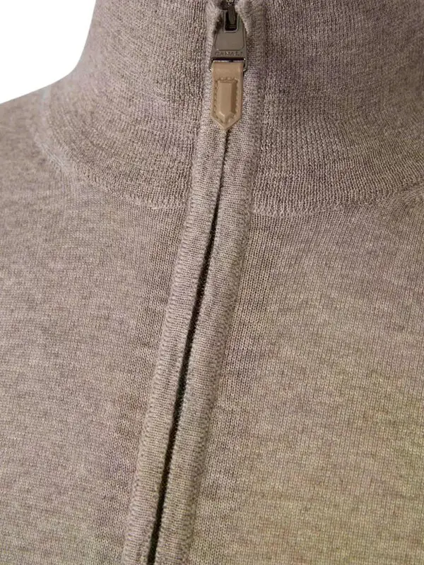 Canali High-neck Zip-front Cardigan - 705 Beige
