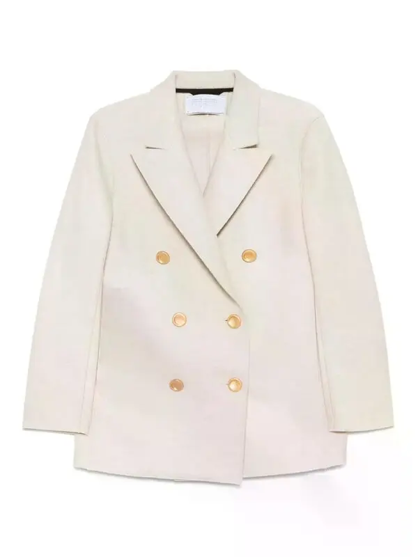 Harris Wharf London Double-breasted Coat With Gold Button Detail - Neutrals