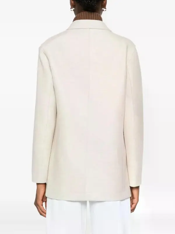 Harris Wharf London Double-breasted Coat With Gold Button Detail - Neutrals