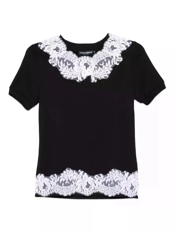 Dolce & Gabbana Dna Lace-trimmed T-shirt