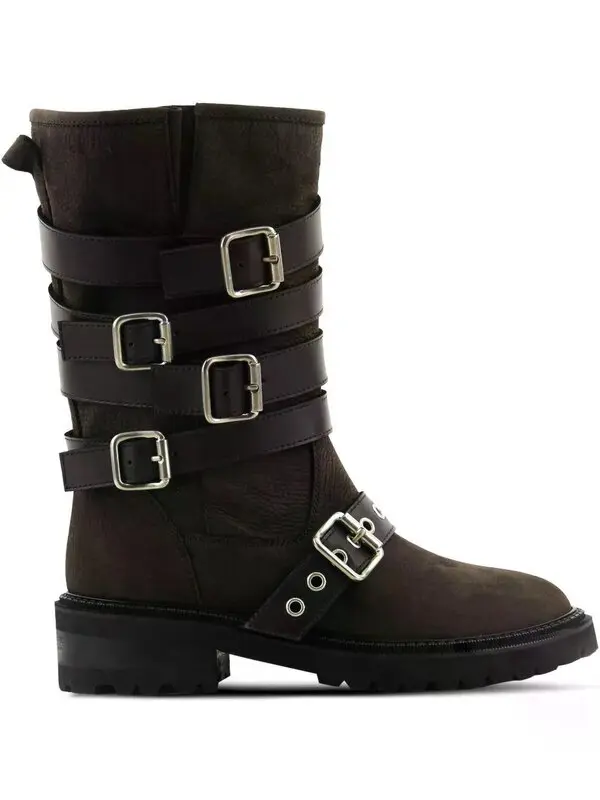 PAUL WARMER Buckle-strap Biker Boots - Brown