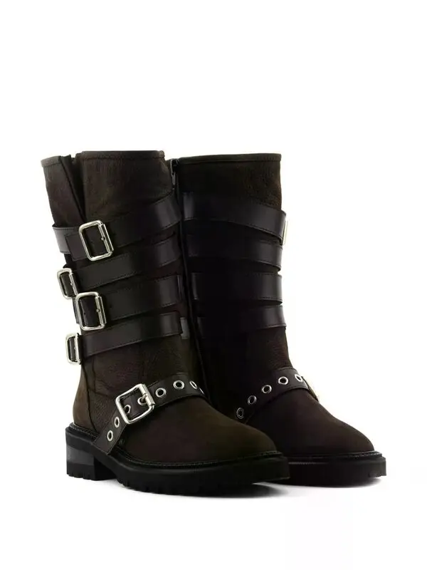 PAUL WARMER Buckle-strap Biker Boots - Brown