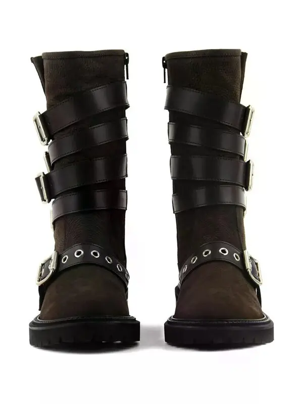 PAUL WARMER Buckle-strap Biker Boots - Brown