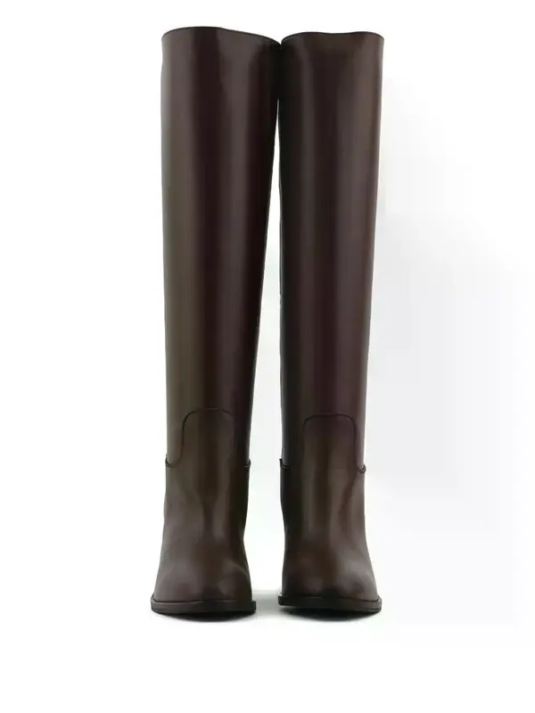 PAUL WARMER 75mm Kate Block-heel Leather Boots - Brown