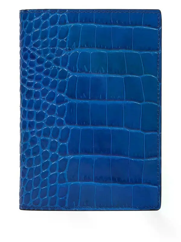 Smythson Crocodile-embossed Passport Cover - Blue
