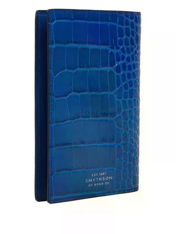 Smythson Crocodile-embossed Passport Cover - Blue