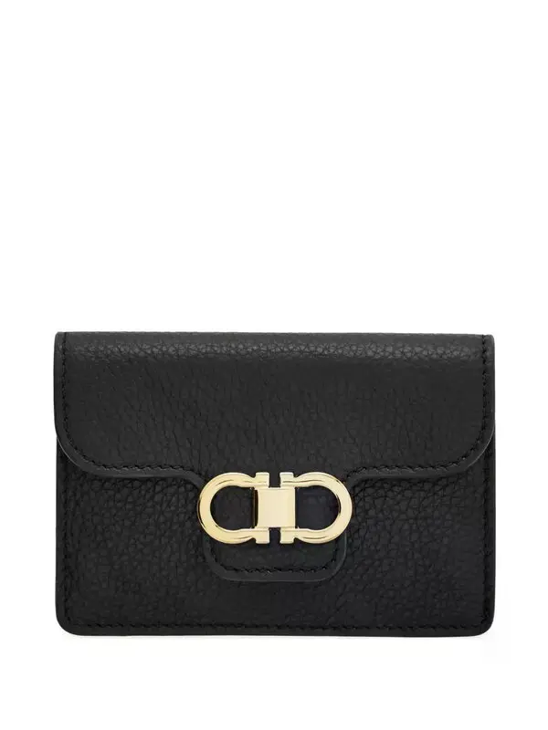 FERRAGAMO Gancini Calfskin Keyring Wallet - Black