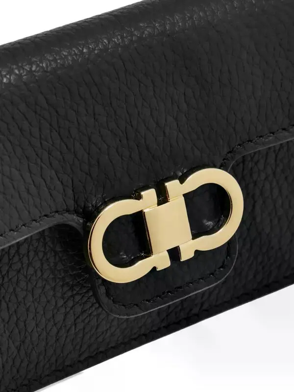 FERRAGAMO Gancini Calfskin Keyring Wallet - Black