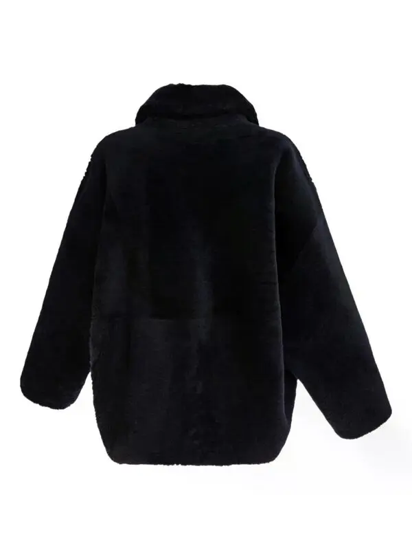 B&W Shearling Button Coat - Blue