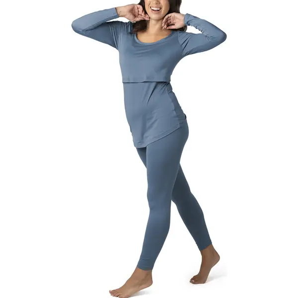 KINDRED BRAVELY Jane Nursing Pajama Set - Slate Blue