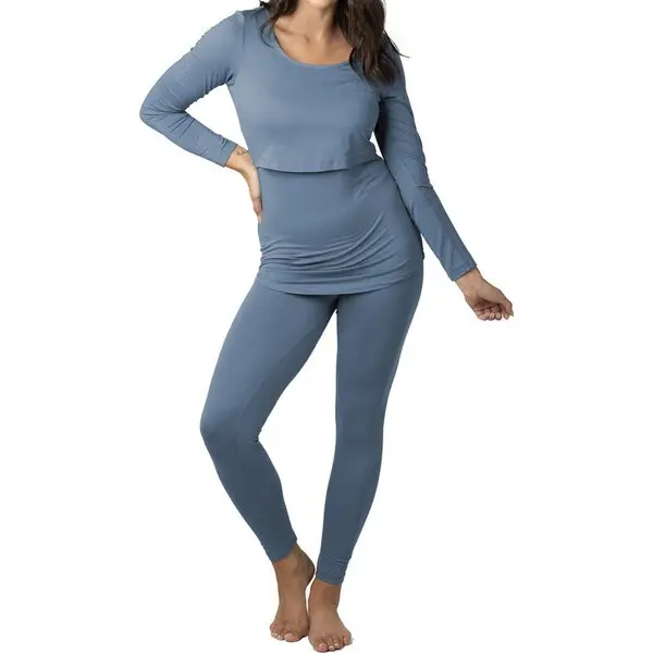 KINDRED BRAVELY Jane Nursing Pajama Set - Slate Blue