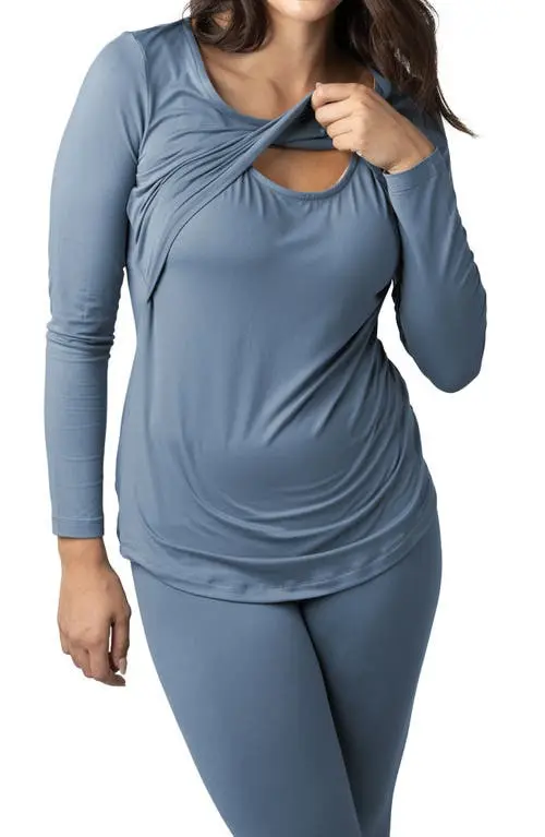 KINDRED BRAVELY Jane Nursing Pajama Set - Slate Blue