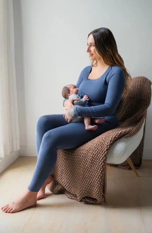 KINDRED BRAVELY Jane Nursing Pajama Set - Slate Blue