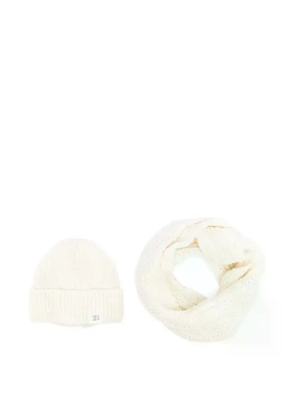 Peuterey Knitted Beanie And Infinity Scarf Set - Neutrals