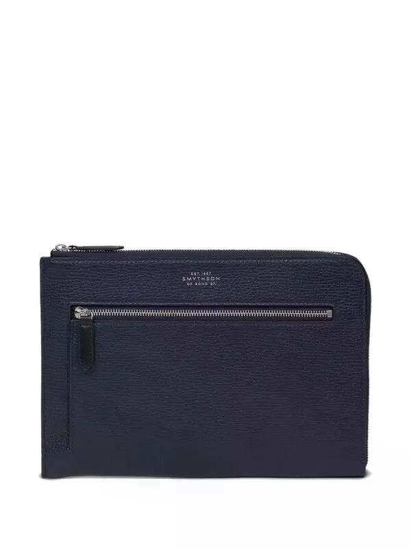 Smythson Flat Travel Organizer Zip-top Pouch - Blue