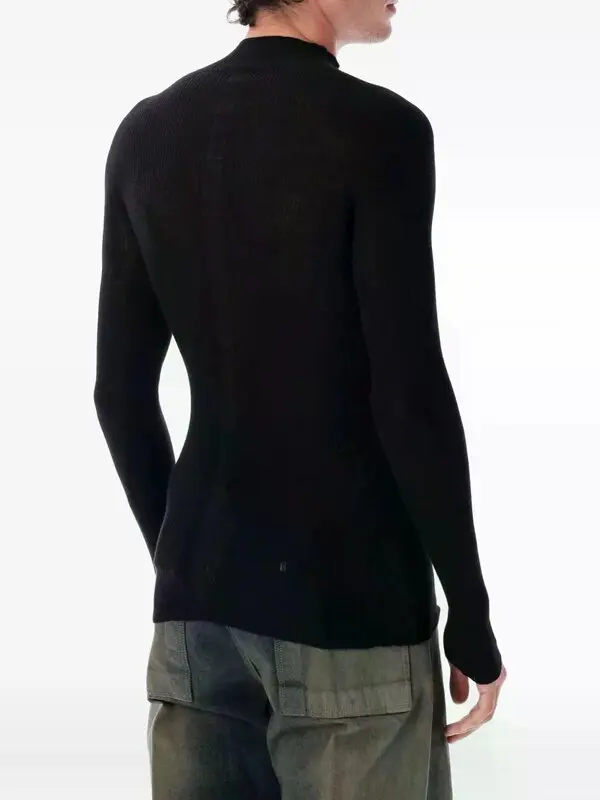 Rick Owens Ribbed Mock-neck Sweater - Black