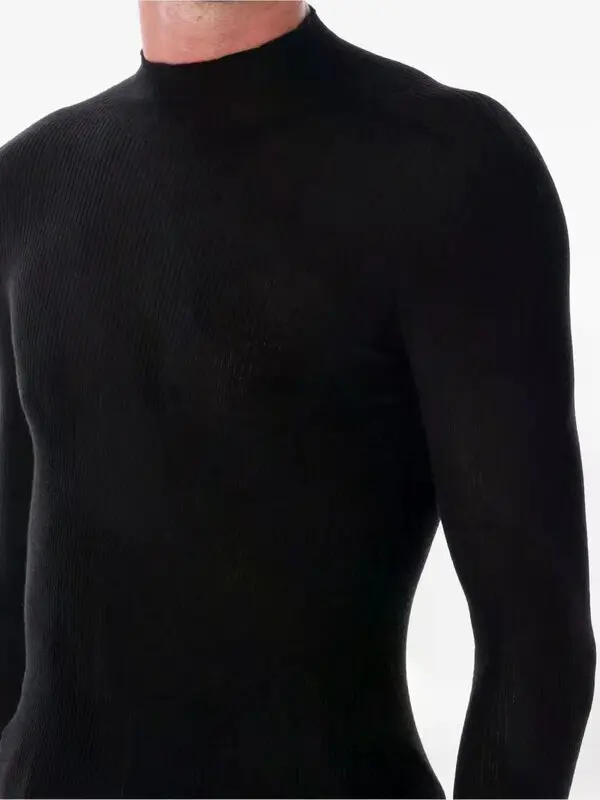 Rick Owens Ribbed Mock-neck Sweater - Black