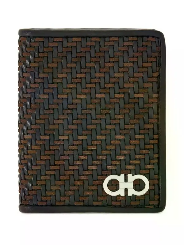 FERRAGAMO Woven Leather Cardholder - Brown