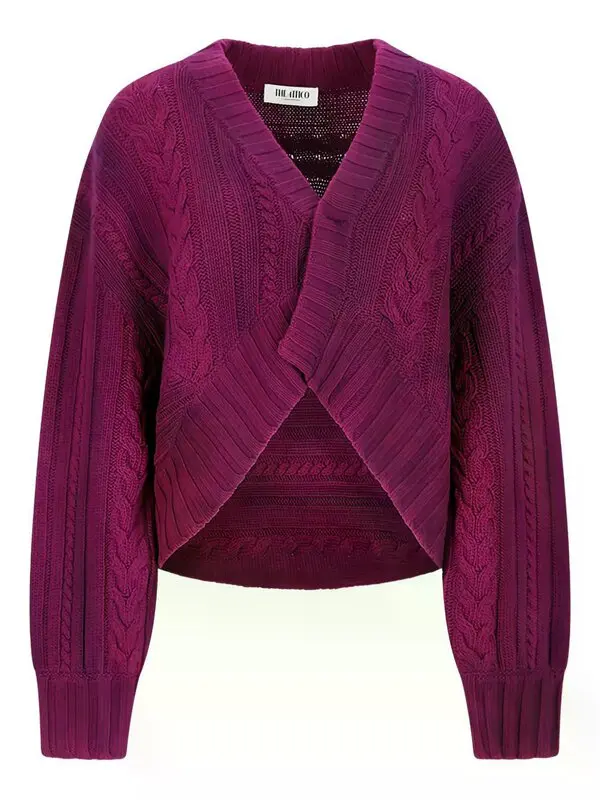 Attico Cable-knit V-neck Cardigan