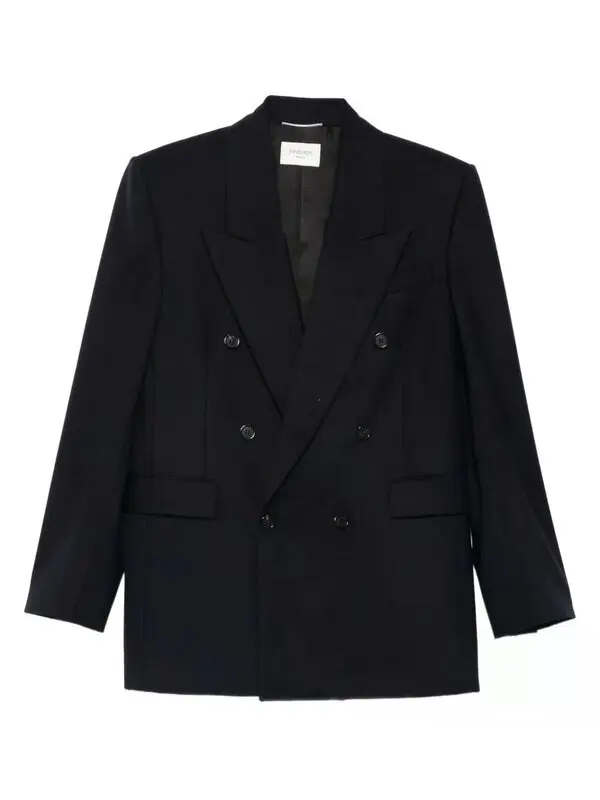 Saint Laurent Double-breasted Wool Blazer - Blue